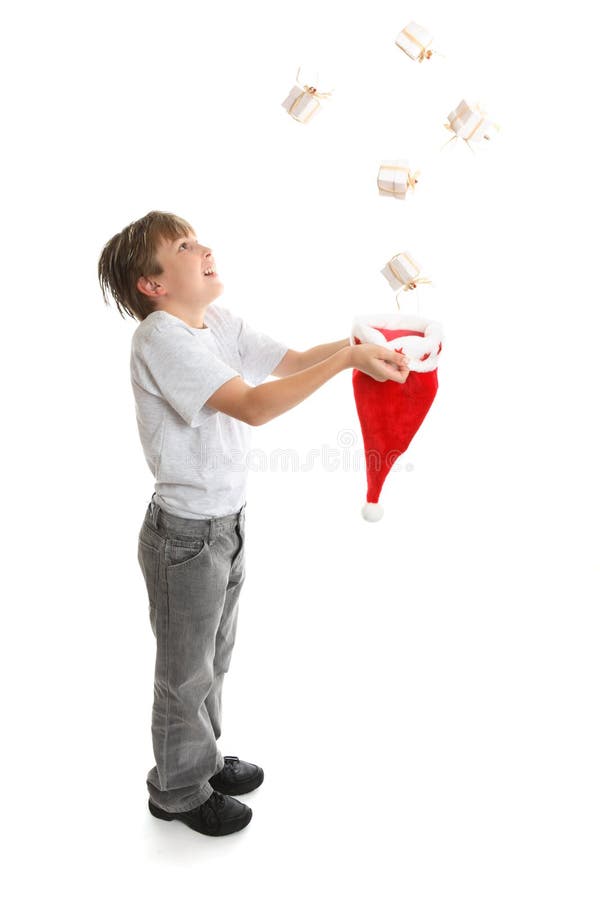 Catching a falling present stock photo. Image of child - 3614454