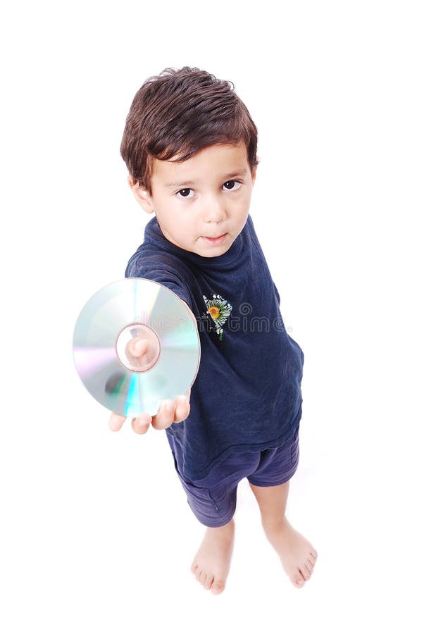 Boy with cd stock image. Image of computer, give, hold - 10028189