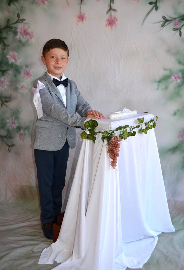 Boy Celebrating His First Holy Communion Stock Image - Image of ...