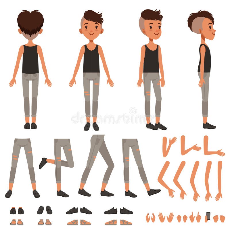 Boy Character Creation Set, Student Boy Constructor with Different ...