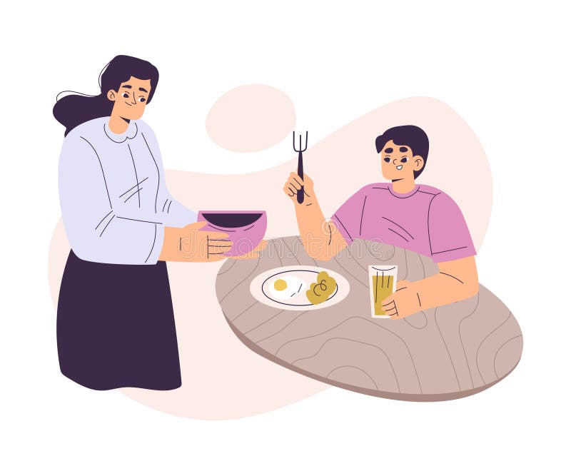 Boy Character Eat Breakfast Have Schedule and daily Routine Activity ...