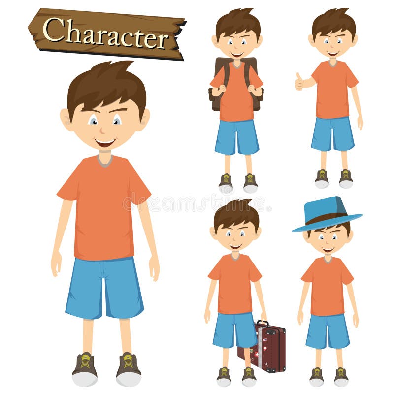 Boy Character Set Vector Illustration Stock Vector - Illustration of ...