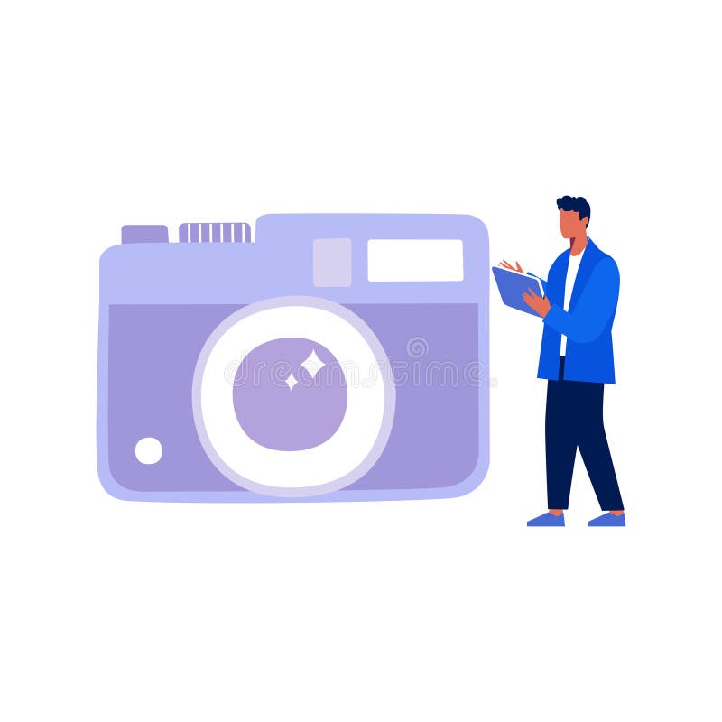 Boy Checking Camera Features Stock Illustration - Illustration of icon ...