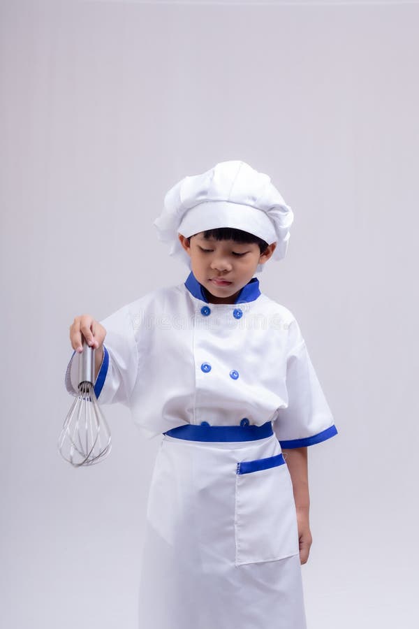 Boy in Chef Uniform on White Background Stock Image - Image of cook ...