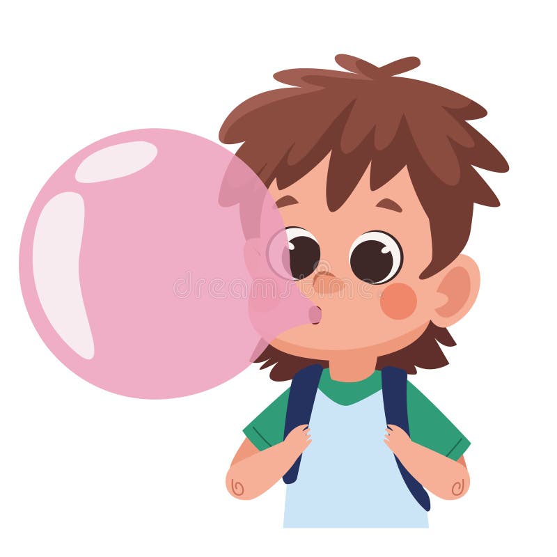 Boy chewing gum stock vector. Illustration of design - 353735103