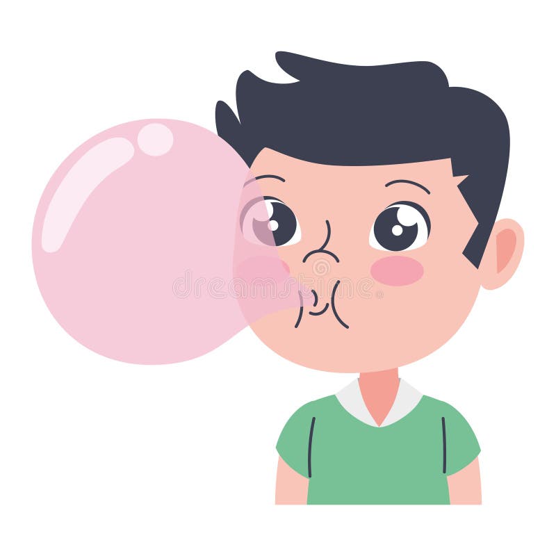 Boy chewing gum stock vector. Illustration of blowing - 350959008
