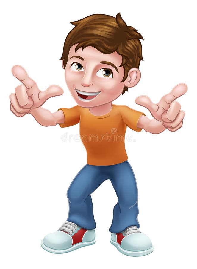 Boy Child Cartoon Character Pointing Stock Vector - Illustration of ...