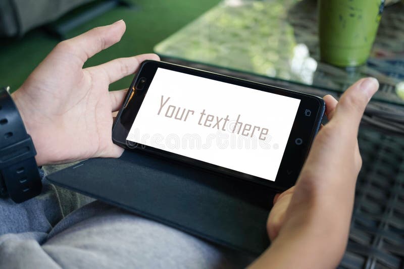 Boy Child Holding Smartphone with Clipping Path Stock Photo - Image of ...