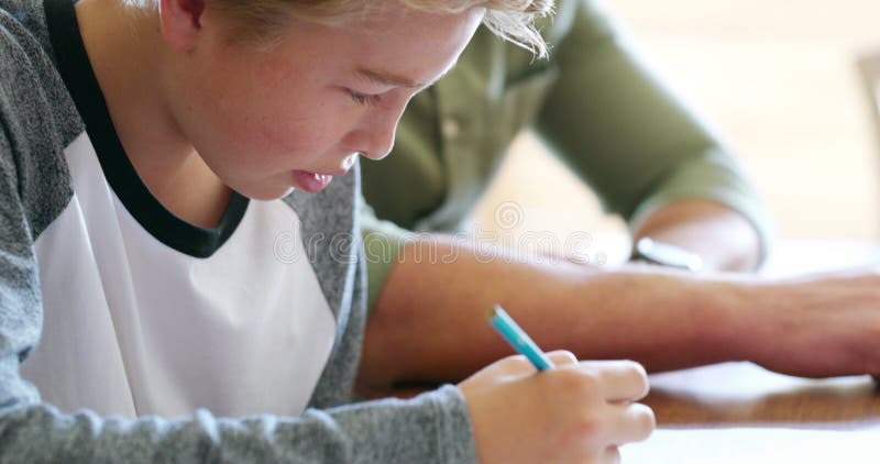 Boy, Child and Homework with Writing in Home for Learning, Development ...