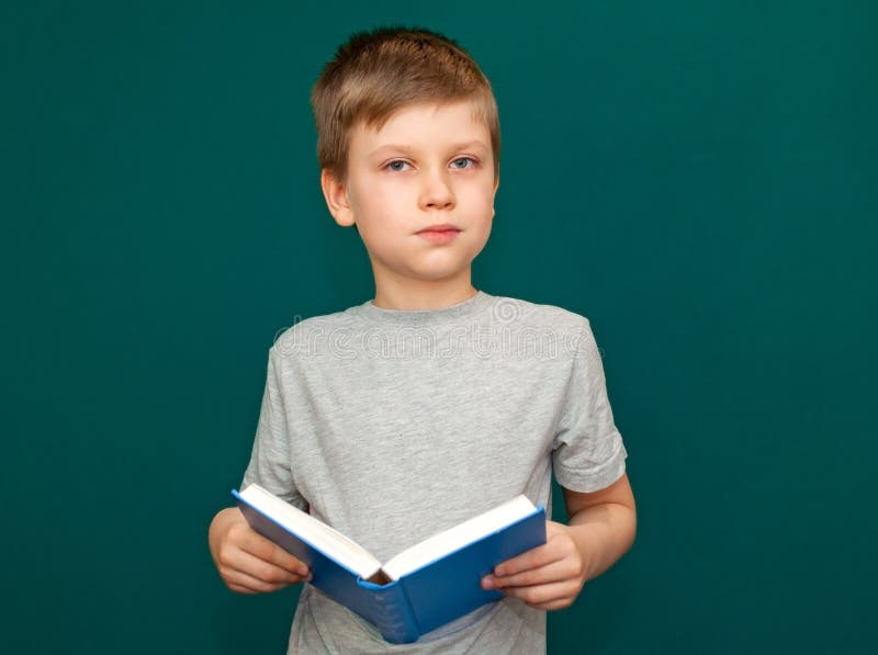 Boy Child with an Open Book in His Hands Stock Image - Image of model ...