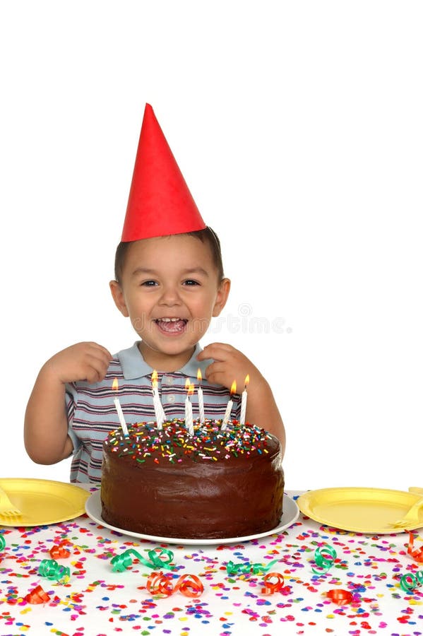 Boy and Chocolate Birthday Cake Stock Image - Image of happy, confetti ...