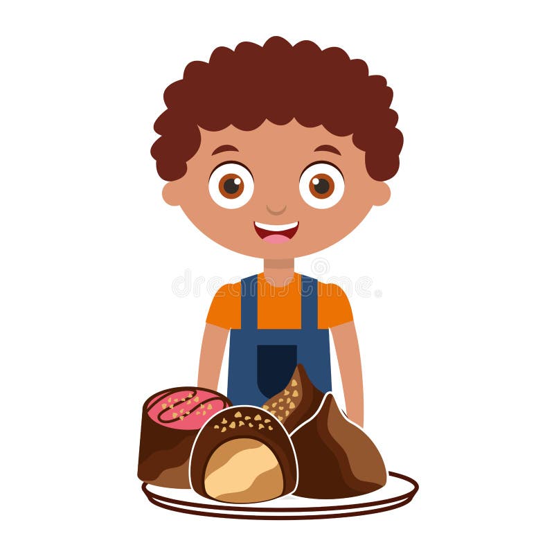 Boy with chocolate stock vector. Illustration of children - 144358678