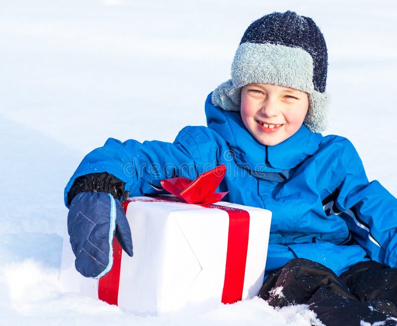 Boy with Christmas present stock image. Image of present - 28901937