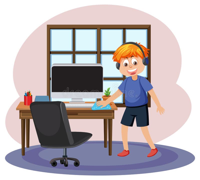 Little Boy Cleaning Computer Stock Illustrations – 15 Little Boy ...