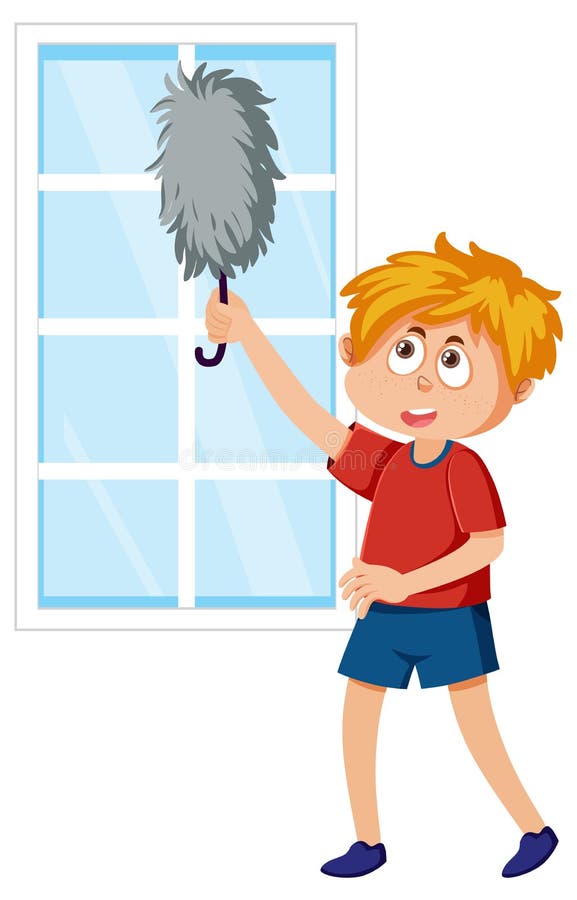 Boy Dusting Clipart