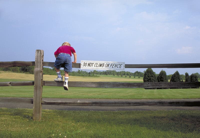 Boy climbing fence stock image. Image of outdoors, exploration - 6020513