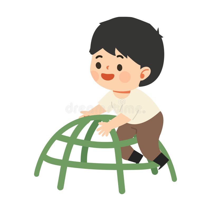 Boy Climbing on Playground Equipment Stock Vector - Illustration of ...