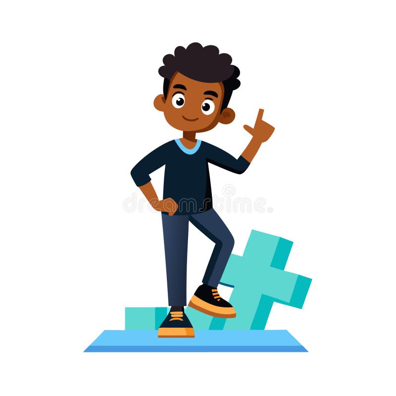 Boy Climbing Steps: a Cartoon Illustration of Growth and Progress Stock ...