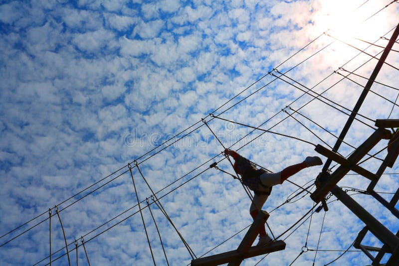 High Ropes Challenge Course Stock Photo - Image of happy, challenge ...