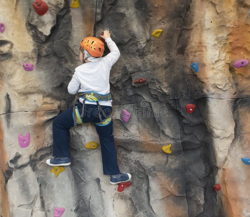 Boy on the Climbing Wall Indoor Stock Image - Image of bouldering ...
