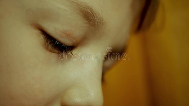 Boy with Closed Sad Eyes, Face Closeup Stock Footage - Video of ...