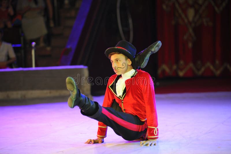 Boy Clown-acrobat Performing in the Ring of the Circus Editorial Image ...