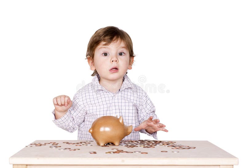 Boy with coins. stock photo. Image of cheerful, finance - 23896956