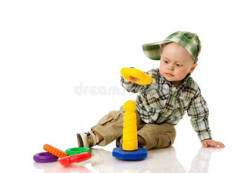 Boy collecting pyramid stock image. Image of caucasian - 18014213