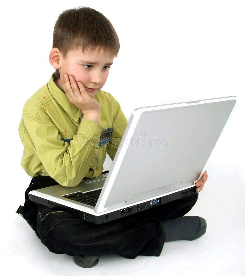 The boy with a computer stock image. Image of laptop - 14763815