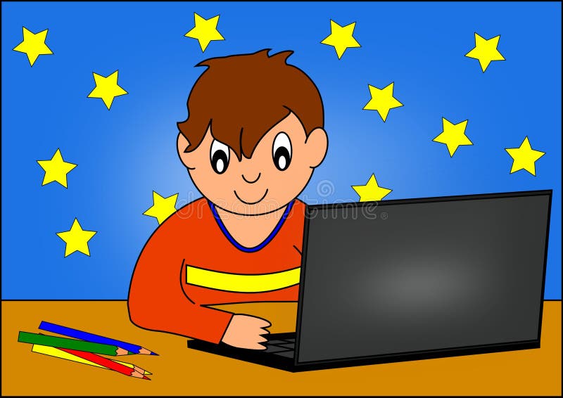 Boy and tablet stock vector. Illustration of connection - 31479726