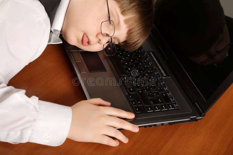 Boy with computer stock image. Image of person, problem - 21433689