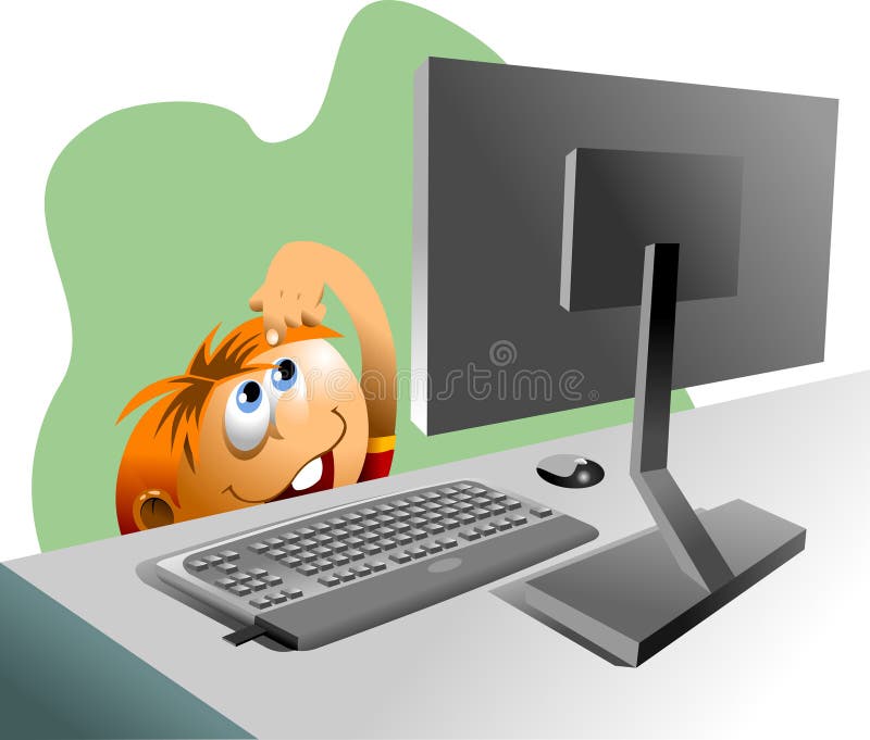 Boy Playing Computer Stock Illustrations – 3,219 Boy Playing Computer ...