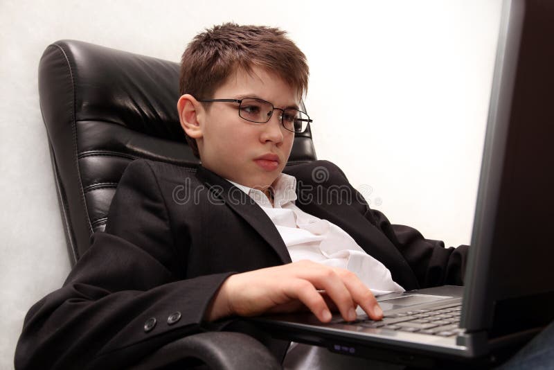 Boy with computer stock image. Image of young, hand, technology - 8818399