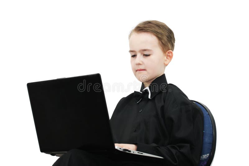 Boy with a computer stock image. Image of cute, child - 31445765