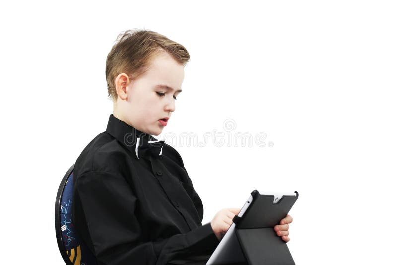 Boy with a computer stock photo. Image of male, happy - 31445748