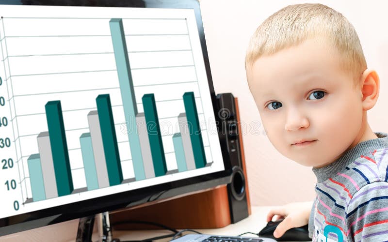 Boy at the computer stock image. Image of caucasian, elementary - 35902051