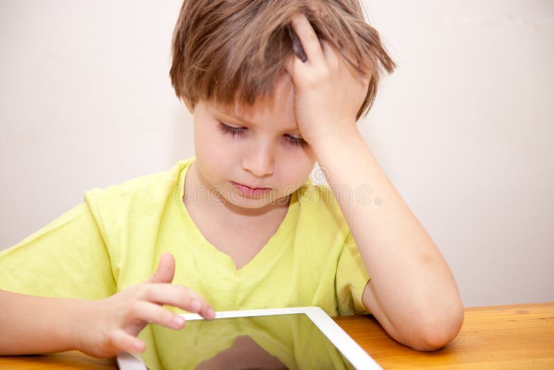 Boy with computer stock image. Image of finger, human - 53438631
