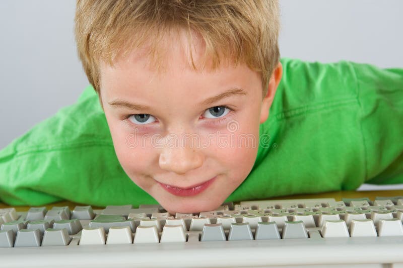 Boy with computer stock image. Image of festive, kids - 31130749