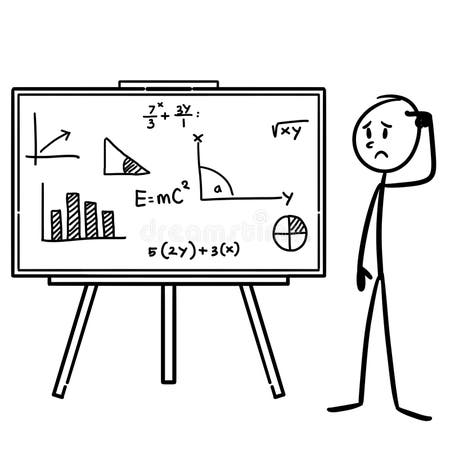 A Boy is Confused in Front of a Math Problem on the Board Stock ...