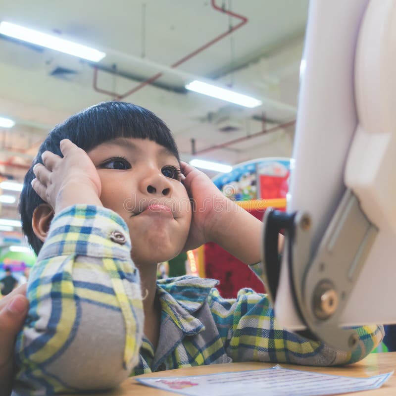 Boy Confused on Using Educational Tablet Stock Photo - Image of online ...