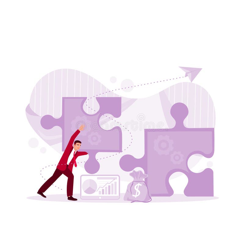Boy Connecting the Jigsaw Puzzle. the Business Solution, Success, and ...