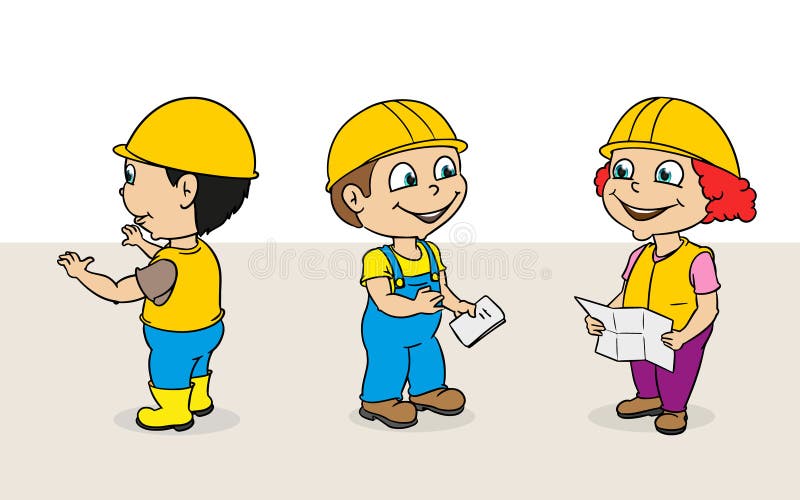Boy Construction Worker Architect Project Cartoon Story Vector Stock ...