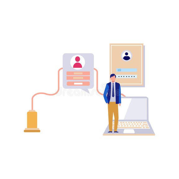 A Boy is Contacting through an Email Stock Illustration - Illustration ...