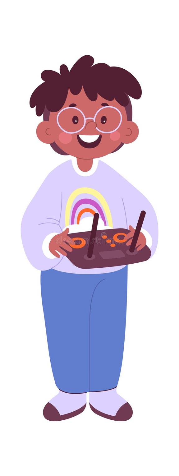 Boy with Control Panel Hobby and Entertainment Stock Vector ...