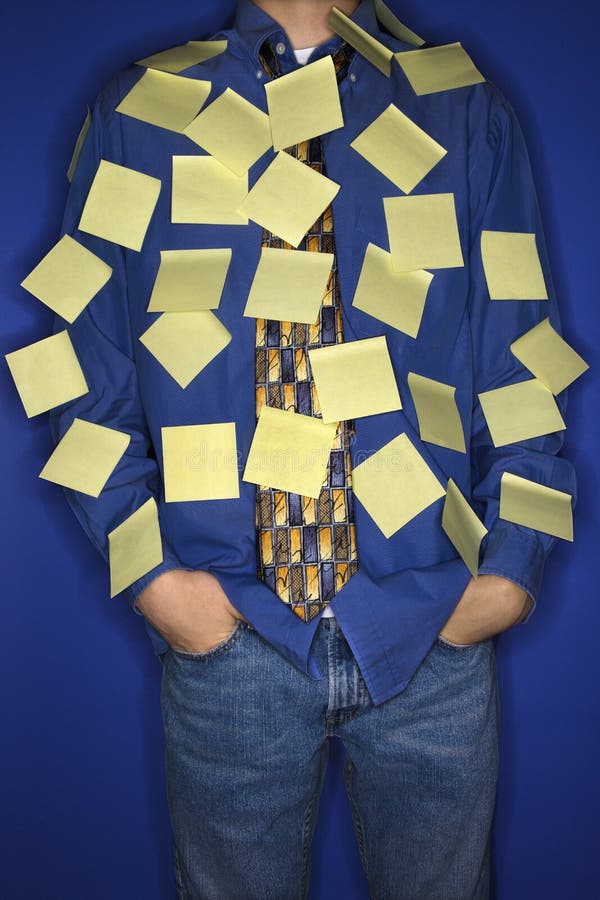 Boy Covered with Sticky Notes. Stock Image - Image of portrait, posed ...