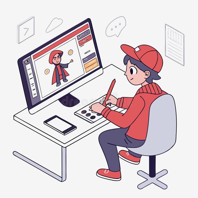 Drawing Computer Boy Character Stock Illustrations – 1,633 Drawing ...