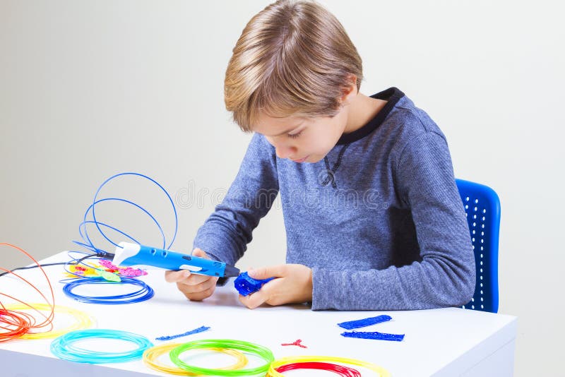 Boy Creating with 3d Printing Pen Stock Image - Image of drawing ...