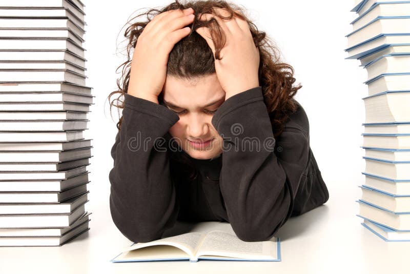 Boy Crying and and Many Books Stock Photo - Image of looking ...