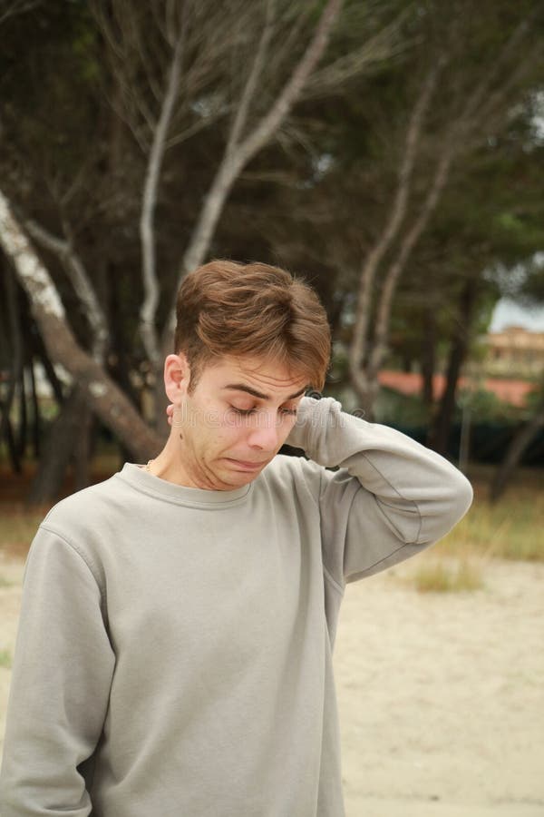 Boy with Curiosity Expression on Face Outdoors in Forest Stock Image ...