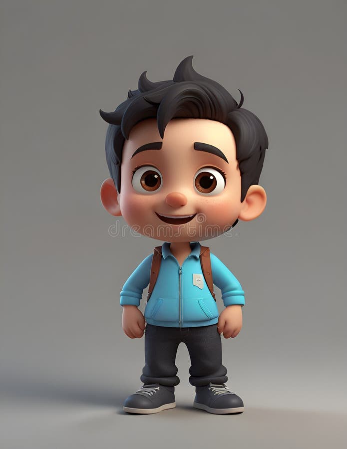 A Boy Cute Isolated Full Body Isolated on White Background, 3D Cartoon ...
